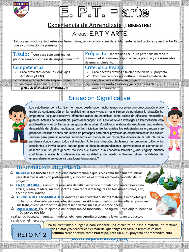 Experiencia de Aprendizaje EPT Y ARTE | PDF | Escultura | Creatividad