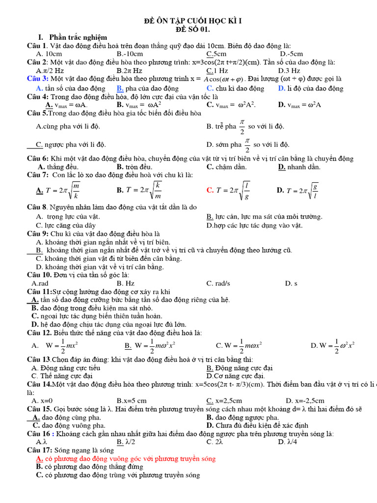 ĐỀ ÔN CUỐI HK1 | PDF