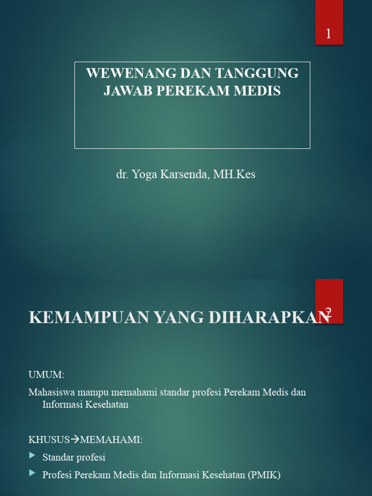 Wewenang dan Tanggung Jawab Perekam Medis | PDF