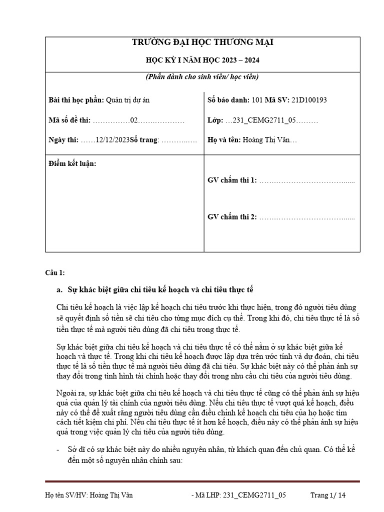 STT - Mã Lớp HP - Họ Và Tên - Mã Đề | PDF