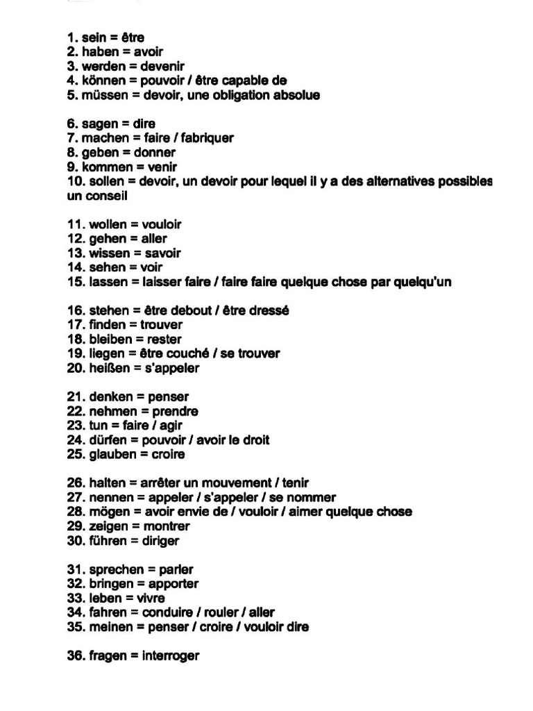 100 Verbes en Allemand | PDF