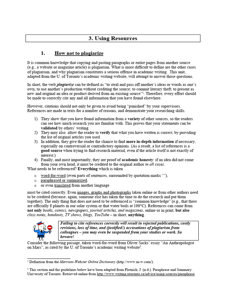 Academic English 3 - Using Resources 3 | PDF | Plagiarism | Multilingualism