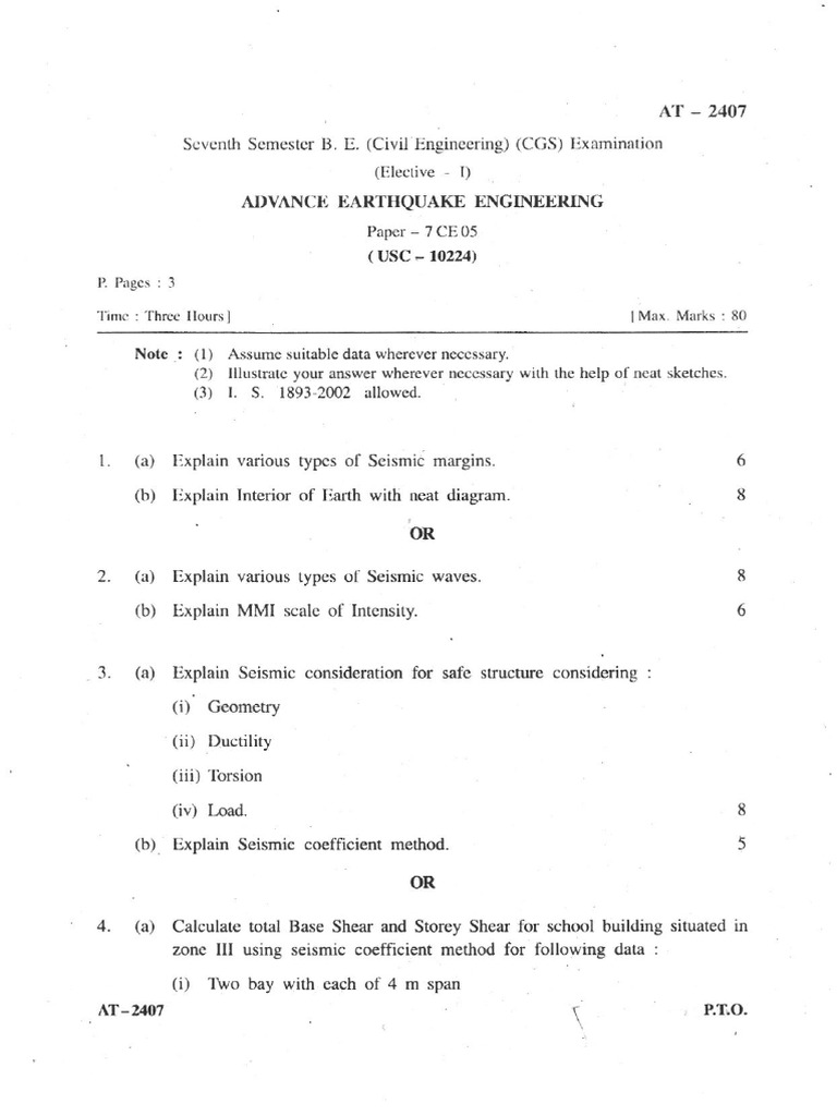 Civil Engg Advance Earthquake Engineering | PDF | Seismology ...