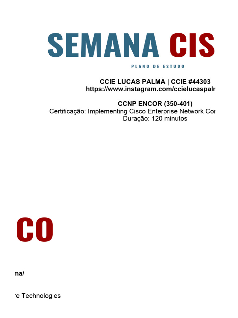 Plano de Estudo - CCNP Encor - Ccie Lucas Palma | Download Free PDF ... Plano de Estudo - CCNP Encor - Ccie Lucas Palma | Download Free PDF ...
