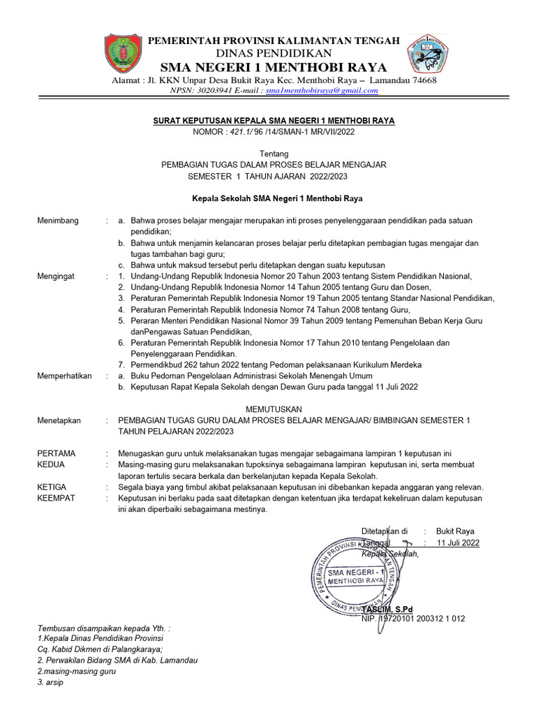 SK Mengajar 2022-2023 | PDF