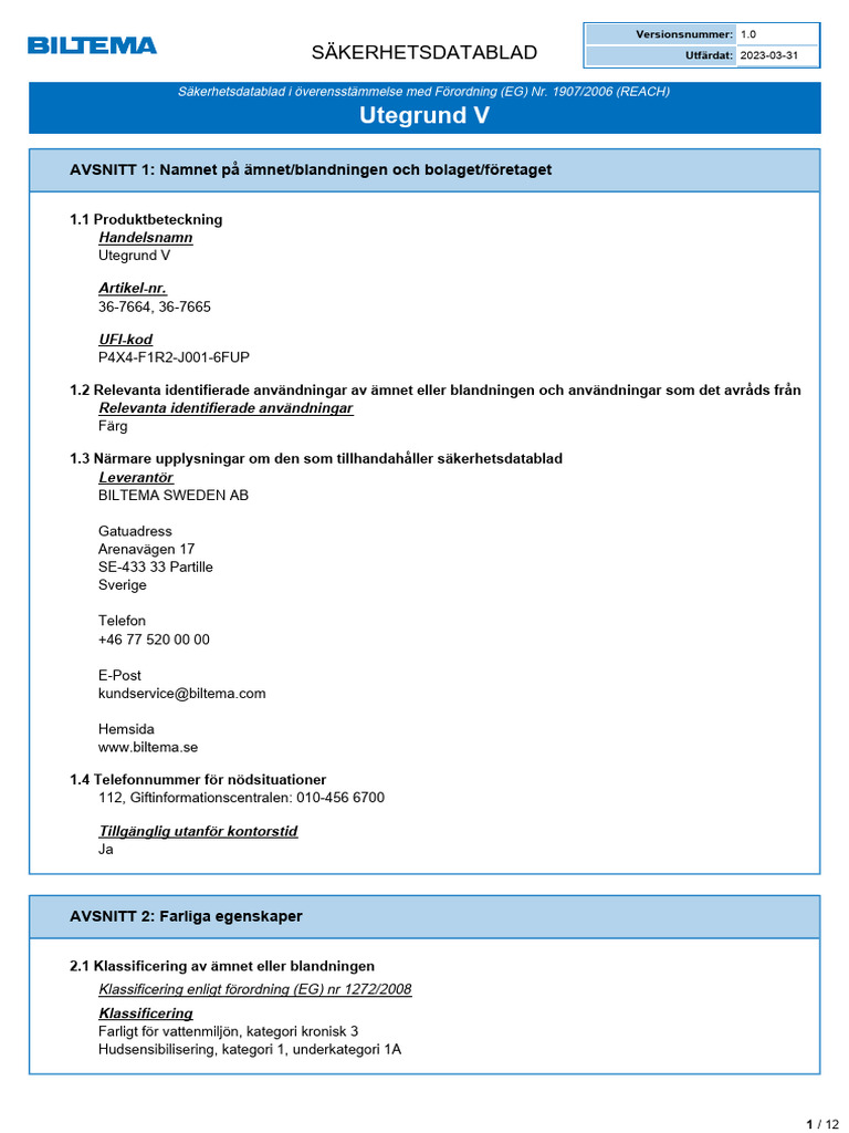 Säkerhetsdatablad | PDF