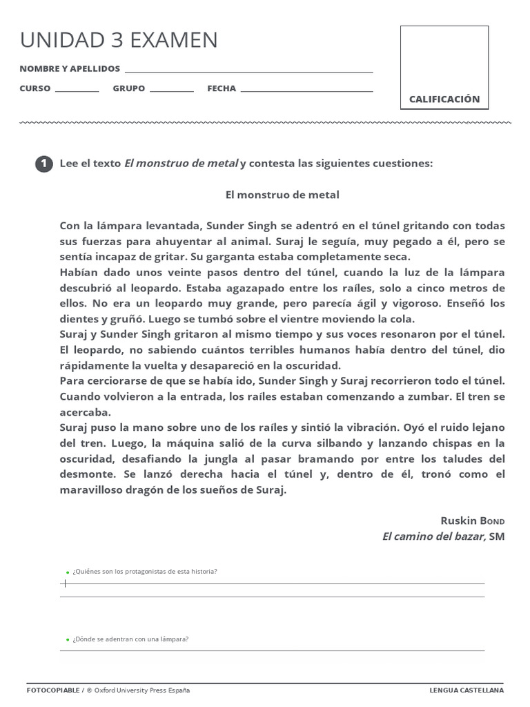 Examen descripción y adjetivos | PDF