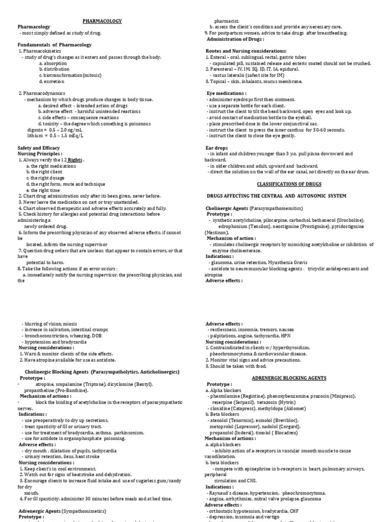 Pharmacology Reviewer (Prelim-Esnterm Notes) | PDF | Analgesic | Opioid