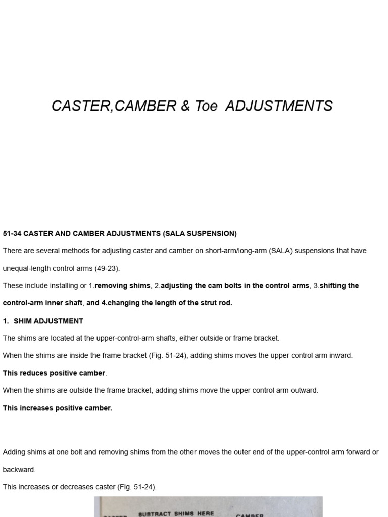 1caster and Camber Adjustments | PDF | Axle | Automotive Industry