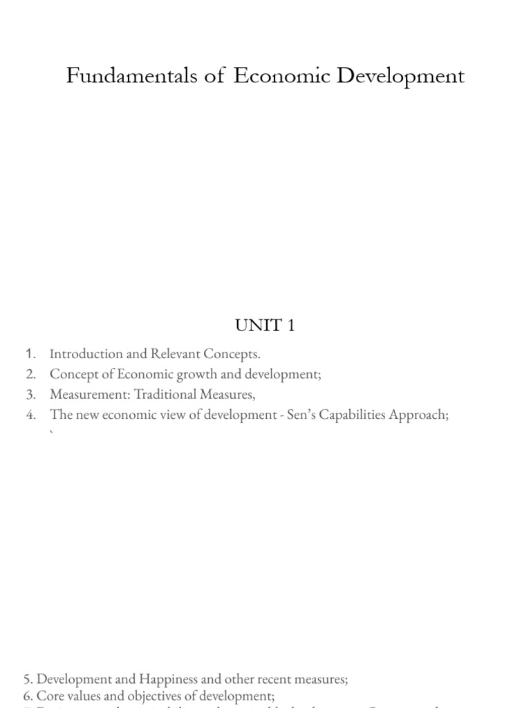 Unit1 Fundamentals of Economic Development | PDF | Sustainability ...