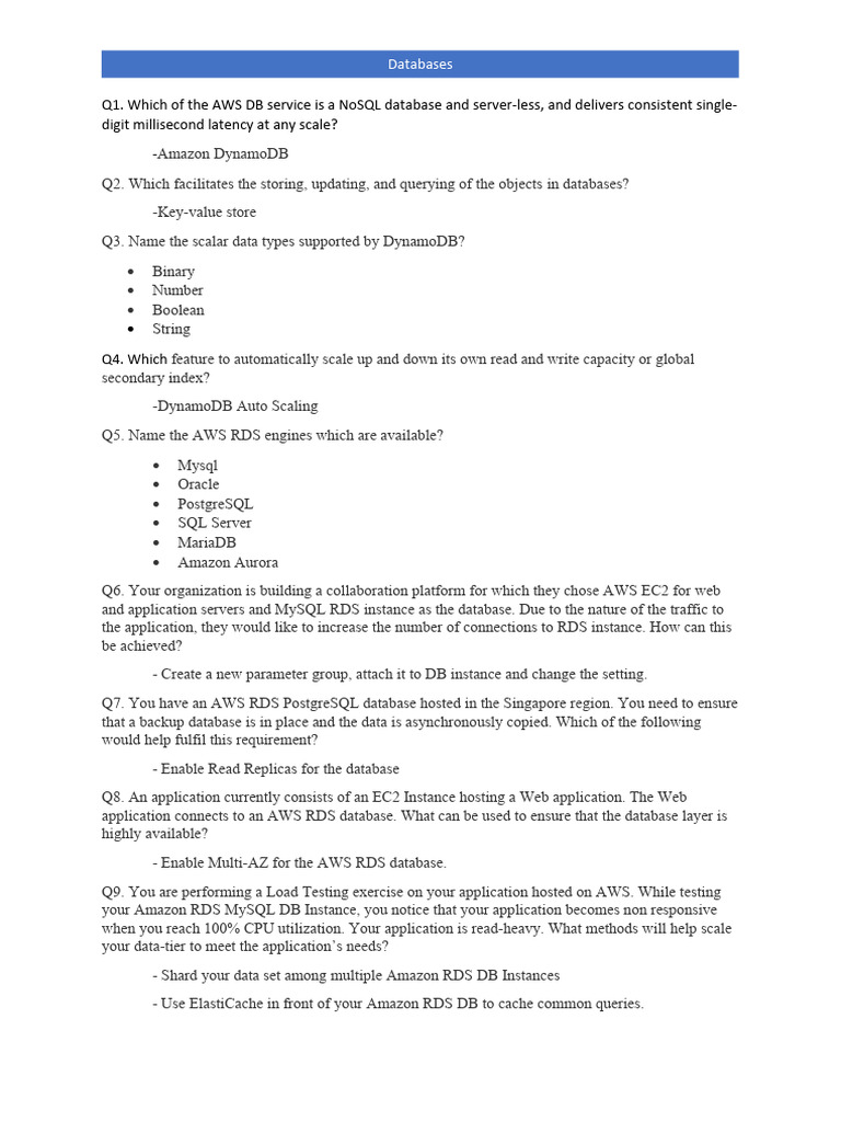 Databases-Sample Questions | PDF | Databases | Information Technology Databases-Sample Questions | PDF | Databases | Information Technology