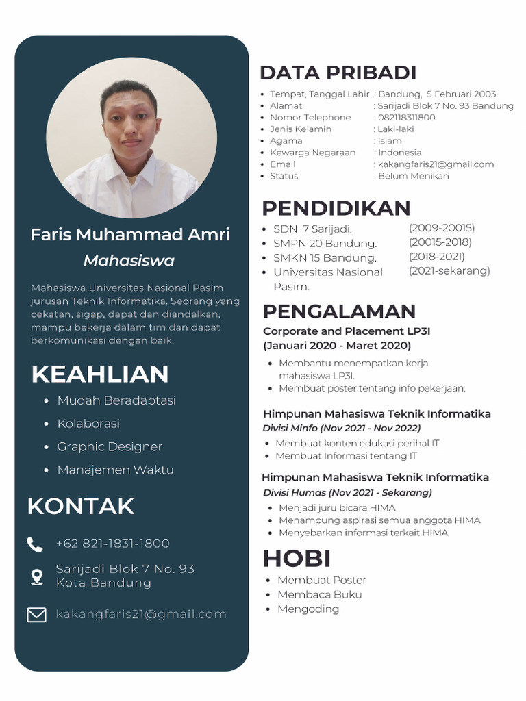 CV Faris Muhammad Amri | PDF