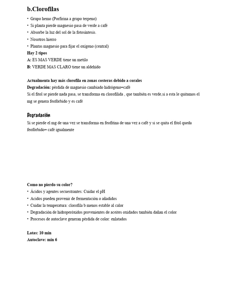 Clorofilas y Pigmentos en Plantas | PDF | Metabolismo | Gusto
