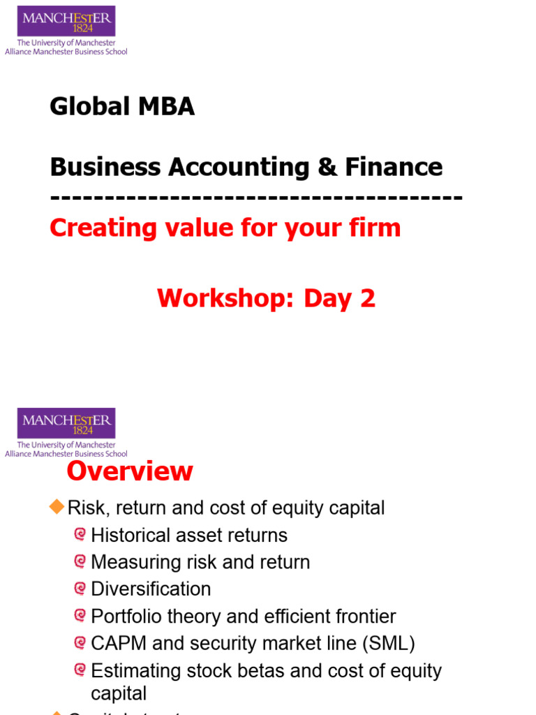 Manchester Business School - Global Business and Accounting Workshop - Day2 | PDF | Capital ...