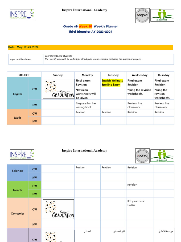 6B - Weekly Plan | Download Free PDF | Science