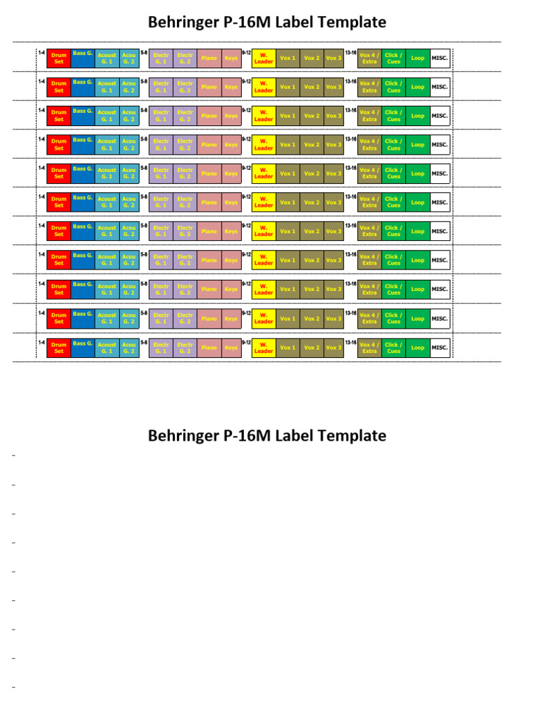 Behringer P-16M Label Template | PDF | Music Technology | Sound Technology