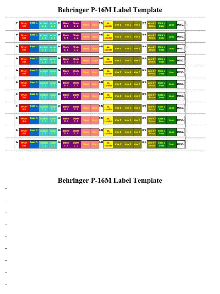 Behringer P-16M Label Template | PDF | Music Technology | Sound Technology