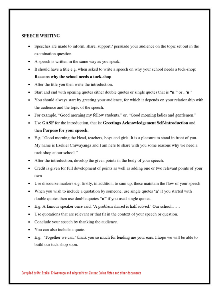 Speech Writing | PDF