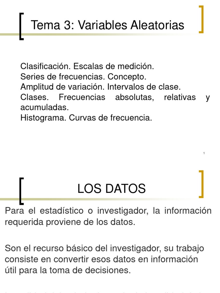 TEMA 3_Variables Aleatorias | PDF | Nivel de medida | Medición