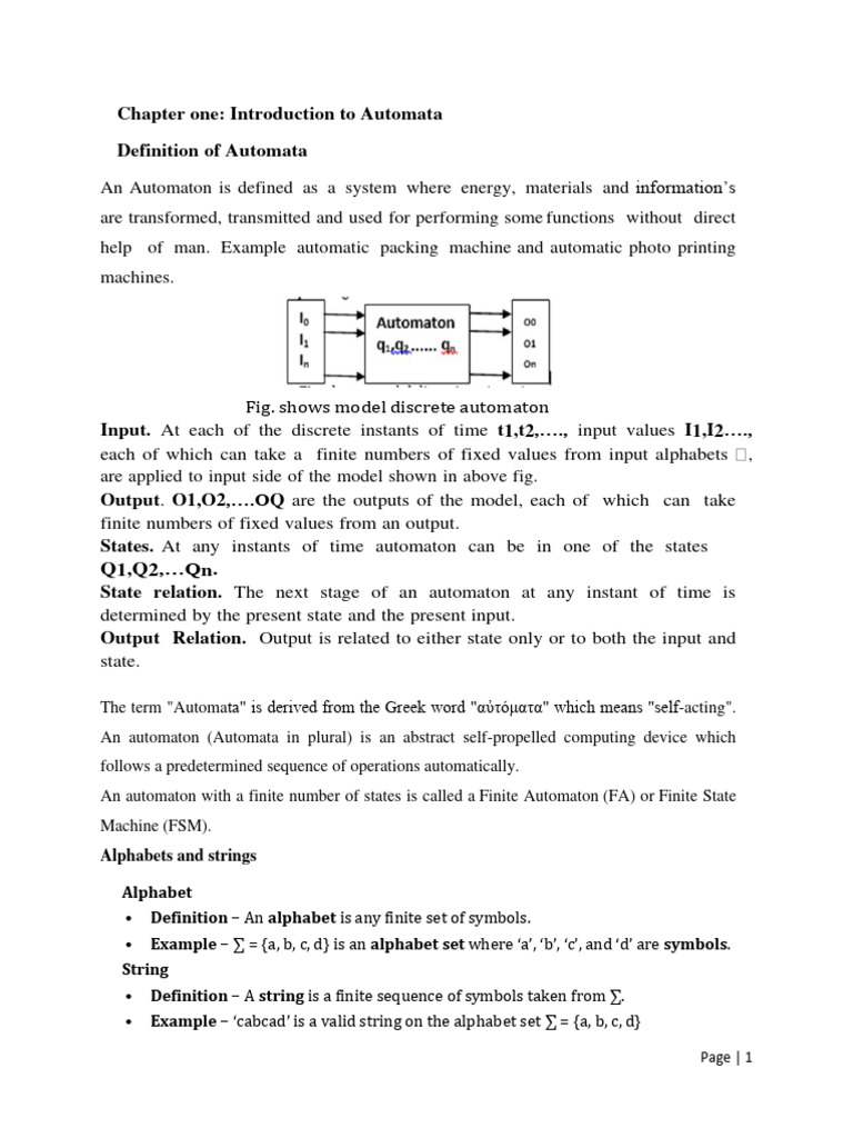 Automata Chapter 1 | PDF | Mathematics | Models Of Computation