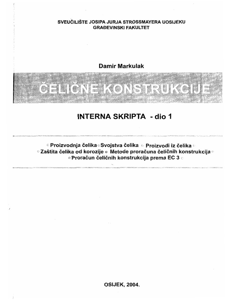 Celicne Konstrukcije Interna Skripta 1 Dio Markulak 2004 A4 | PDF