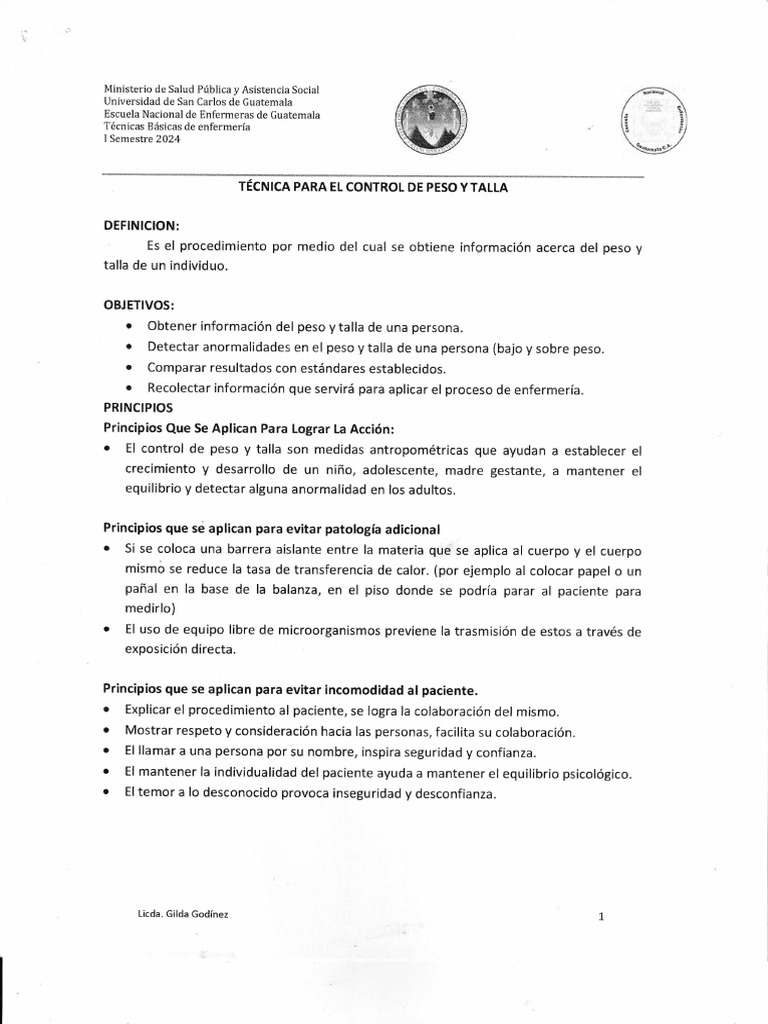 Técnicas de Control de Peso y Talla | PDF | Índice de masa corporal ...