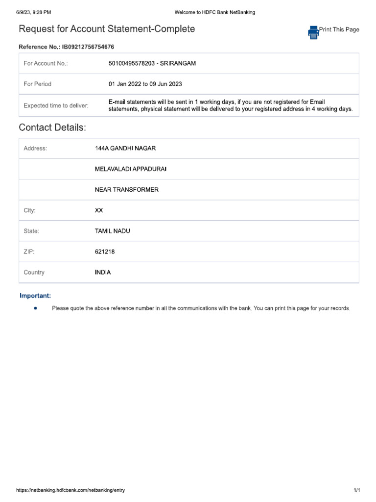 Welcome To HDFC Bank NetBanking | PDF