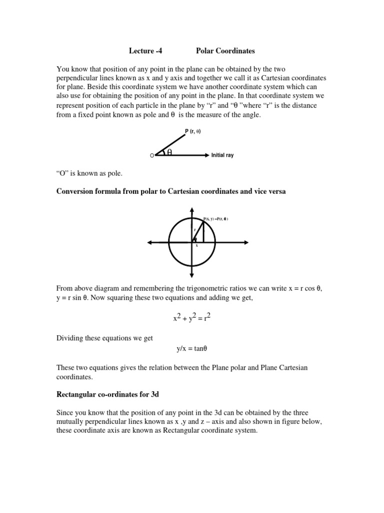 Lecture 4 Mth301 Pdf Coordinate System Cartesian Coordinate System