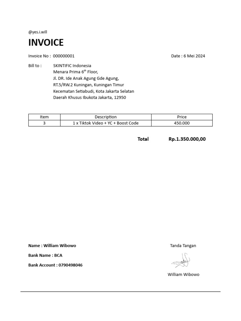 Invoice Skintific Indonesia 2024 | PDF | Hukum
