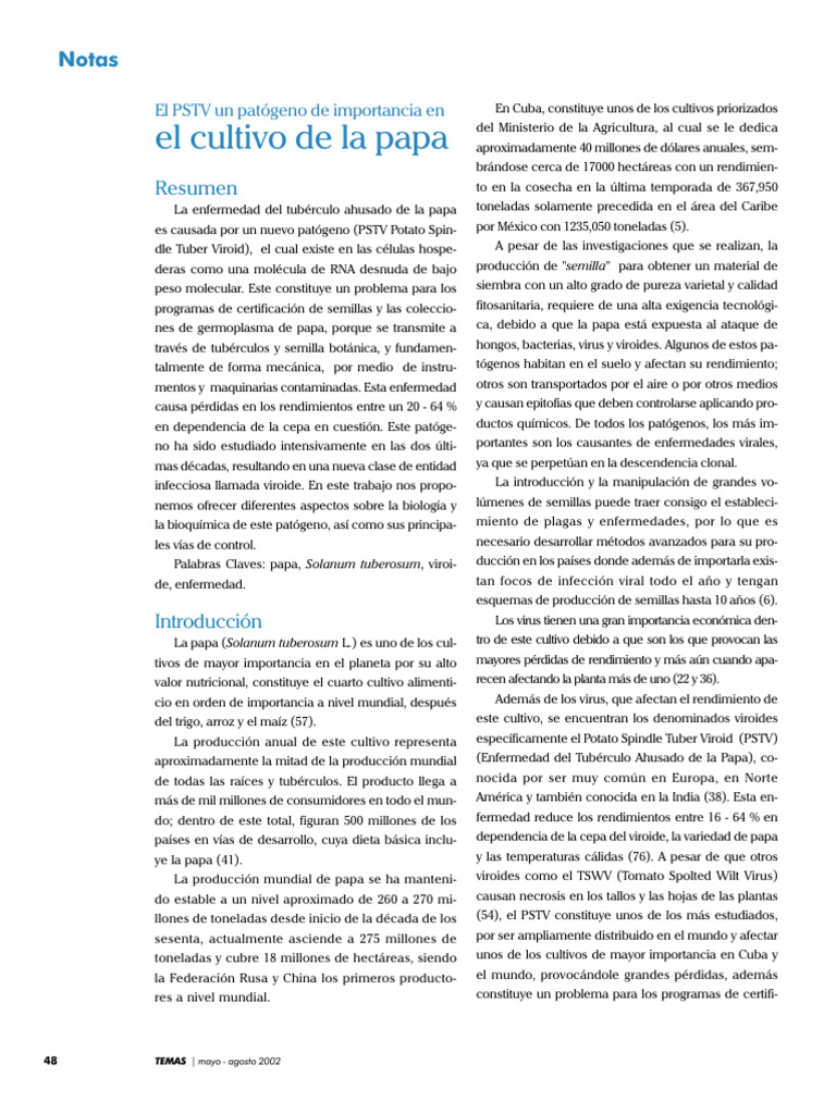 PSTV en La Papa | PDF | Patata | Virus