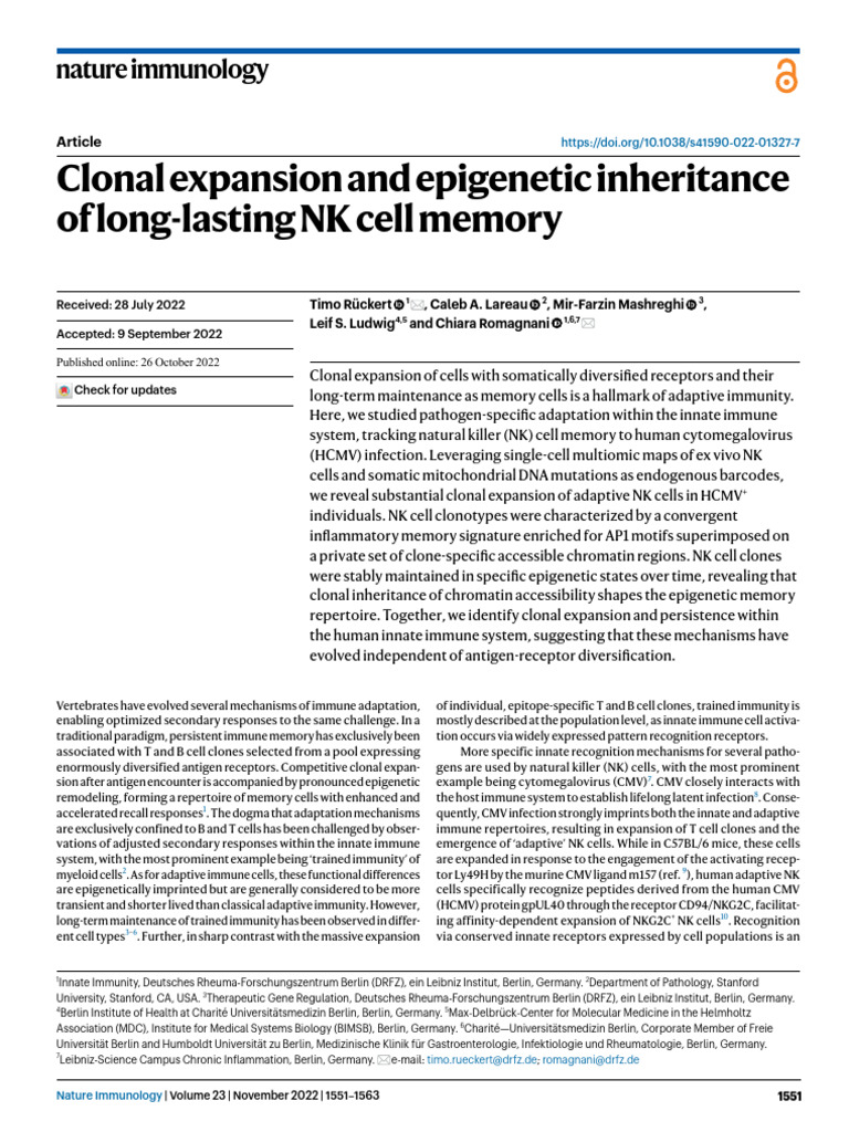 Clonal Expansion and Epigenetic Inheritance of Long-Lasting NK Cell ...