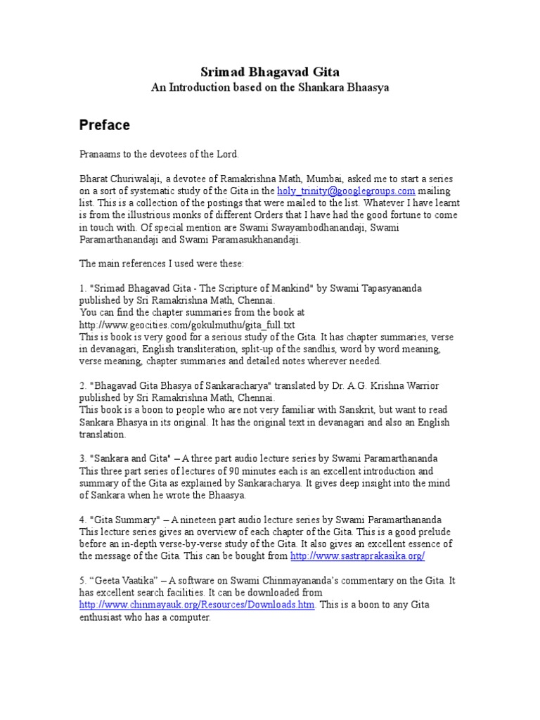 Srimad Bhagavad Gita Introduction | PDF | Bhagavad Gita | Brahman