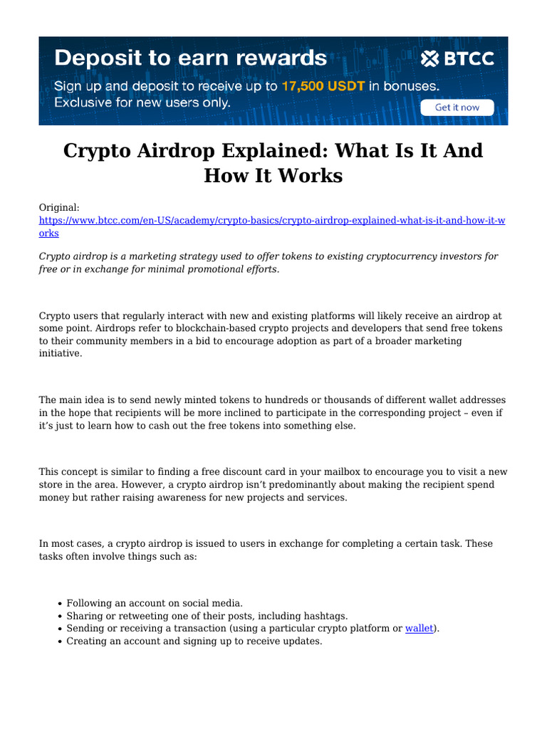 En Crypto Airdrop Explained What Is It and How It Works | PDF | Cryptocurrency | Applications Of ...