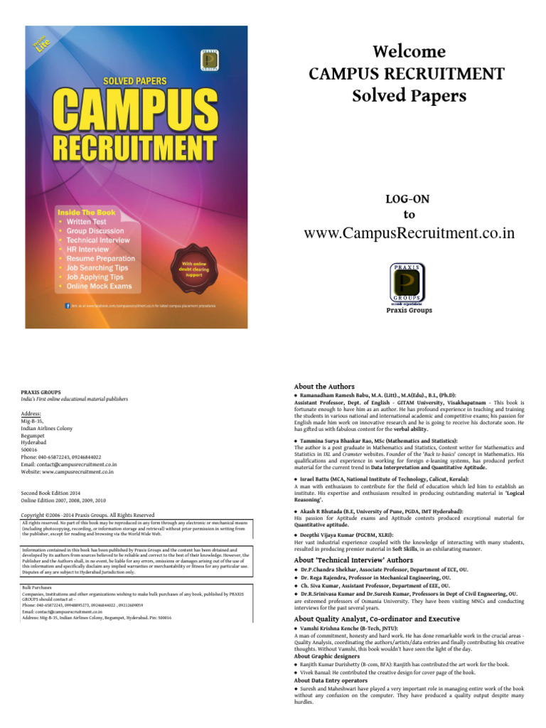 Campus Recruitment Solved Papers | PDF | Recruitment | Communication