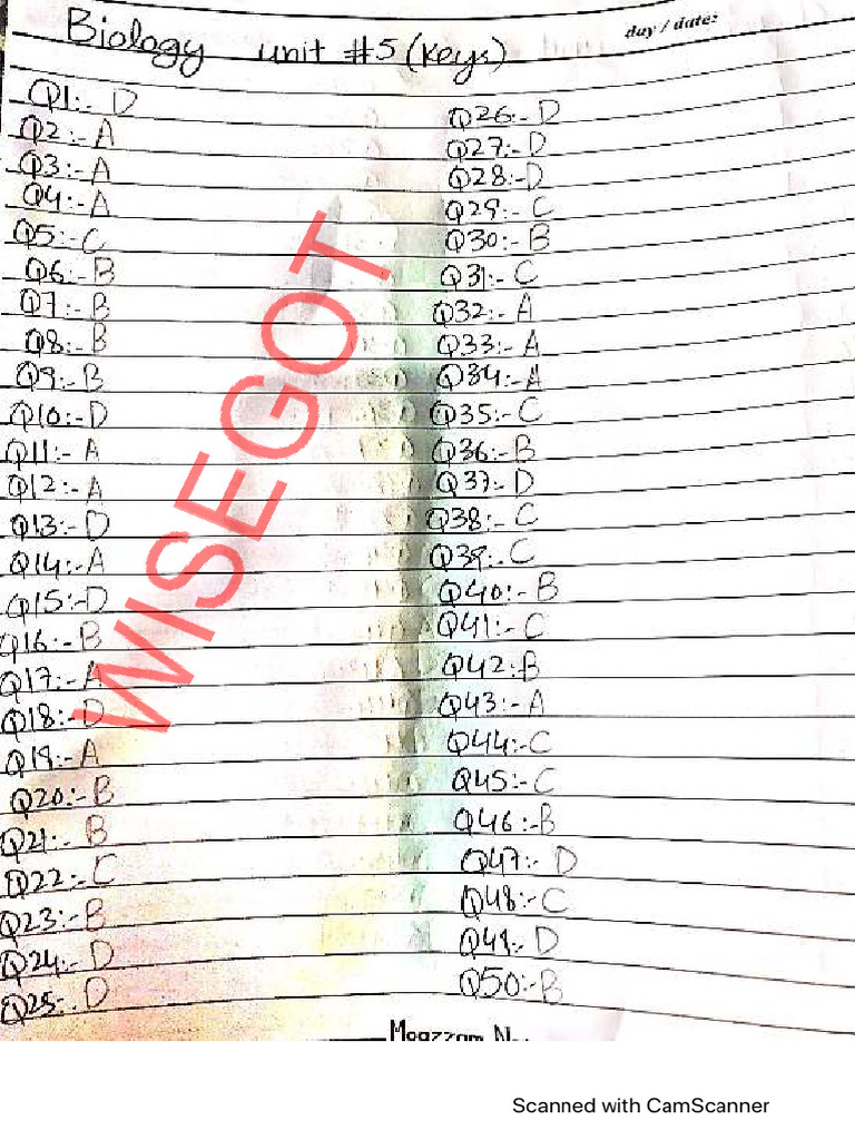 Biology Unit 5 Keys 1 | PDF