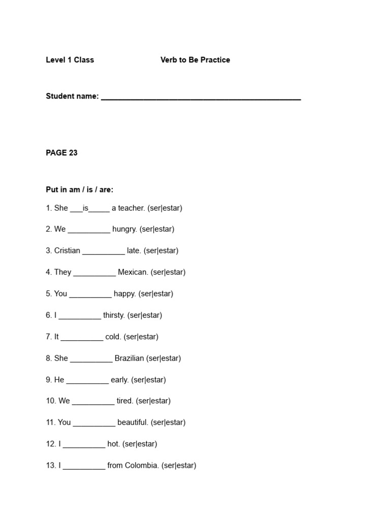 Verb To Be Level 1 - Lesson 4 | PDF | Question | Linguistic Morphology