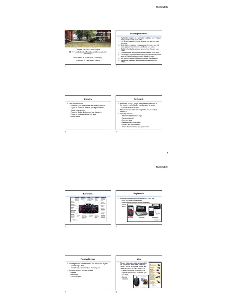 IICT Chapter 04 - Input and Output | PDF | Image Scanner | Computer Keyboard