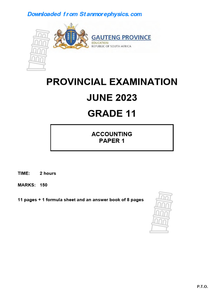 GP Accounting Grade 11 June 2023 P1 and Memo | PDF | Debits And Credits ...