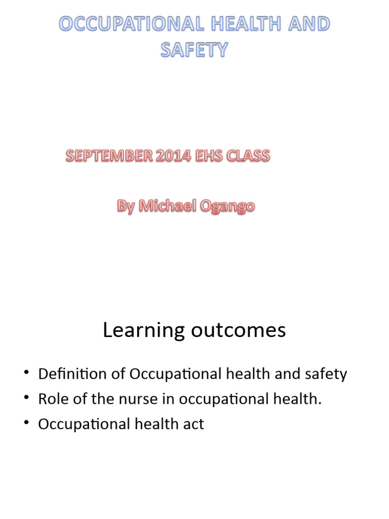 OCCUPATIONAL HEALTH AND SAFETY Sept Kechn 2012 | PDF | Occupational ...