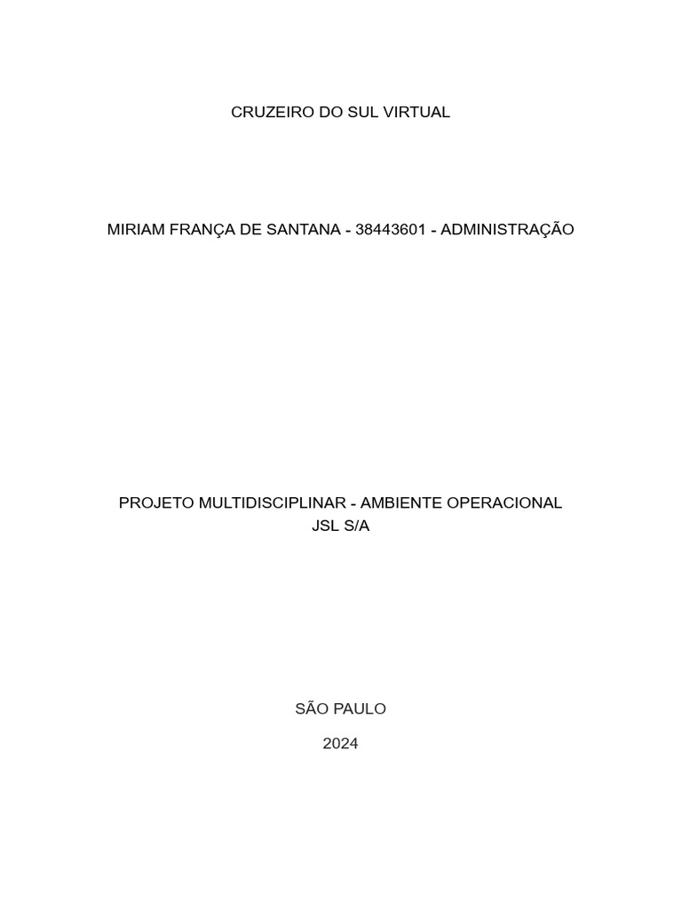 Documento Sem Título - Documentos Google | PDF | Logística | Interdisciplinaridade