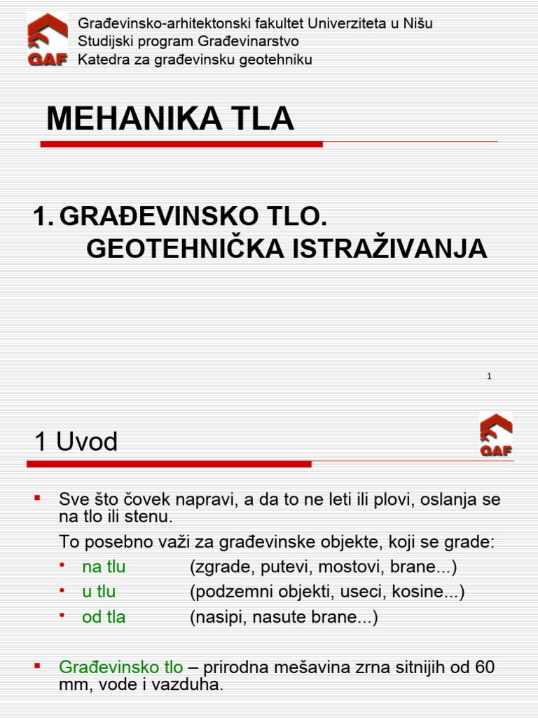 Mehanika Tla 01 Geotehnicka Istrazivanja (2021) | PDF