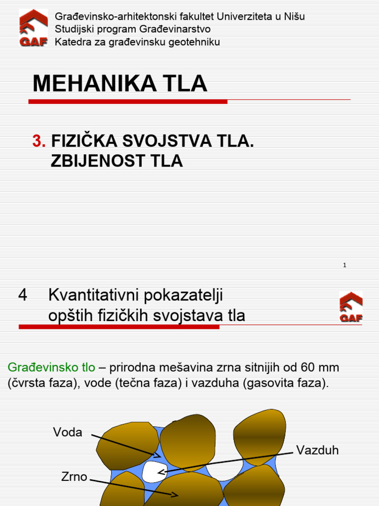 Mehanika Tla 03 Fizicka Svojstva Tla. Zbijenost Tla (2021) | PDF
