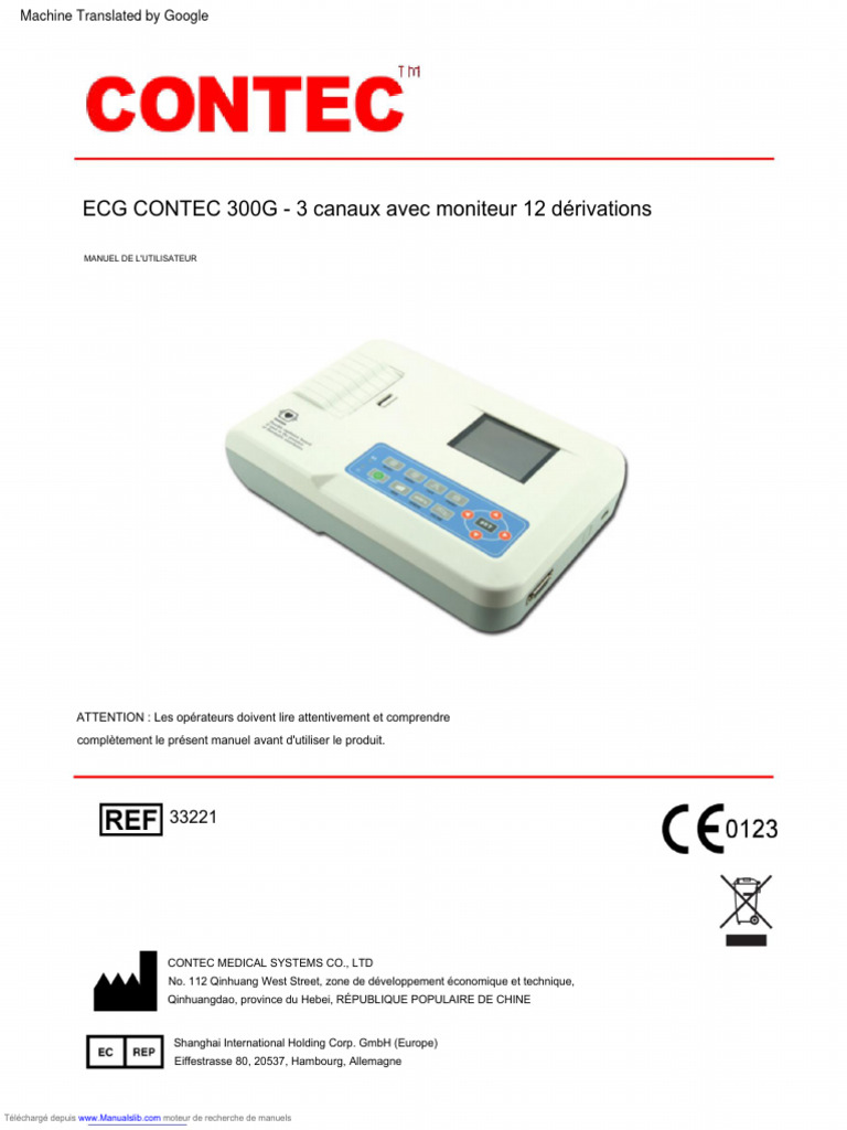 Contec-Ecg-300g Français | PDF | Électrocardiographie