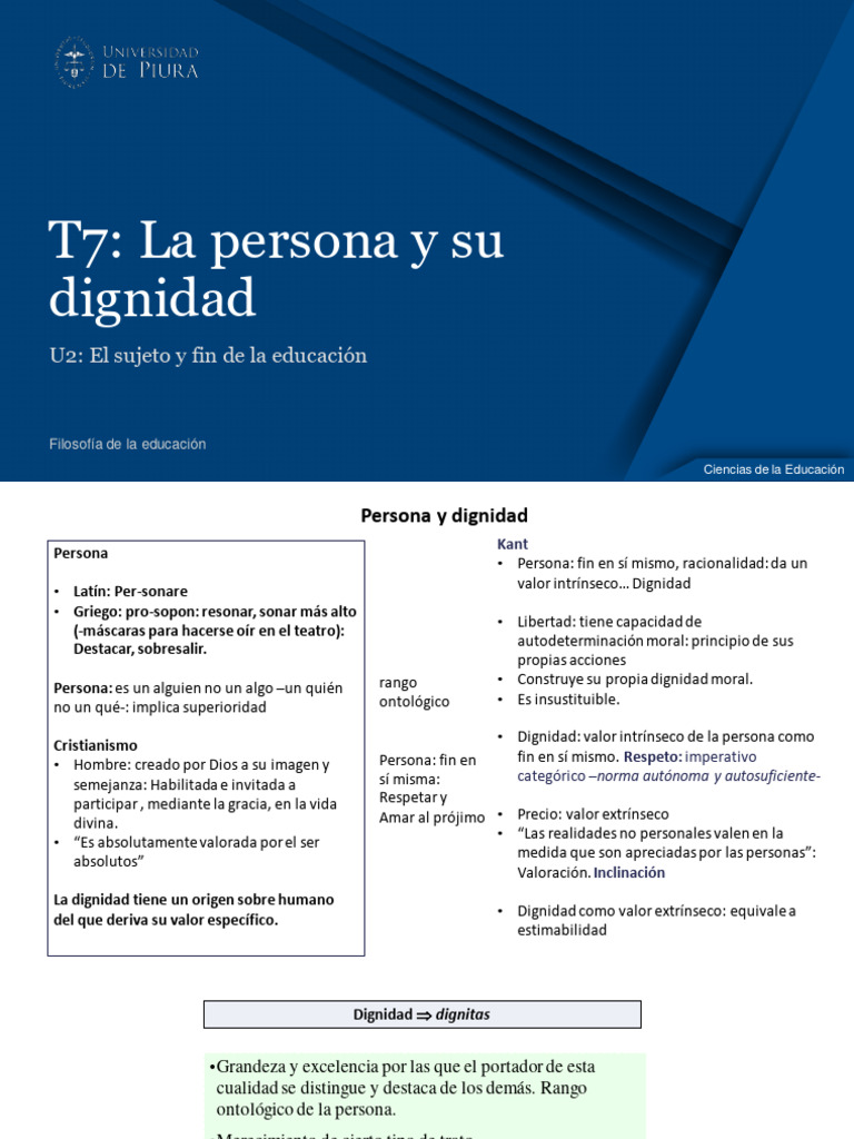 CFE 2021 Unidad 2. T7 - La Persona y Su Dignidad | PDF | Dignidad | Moralidad