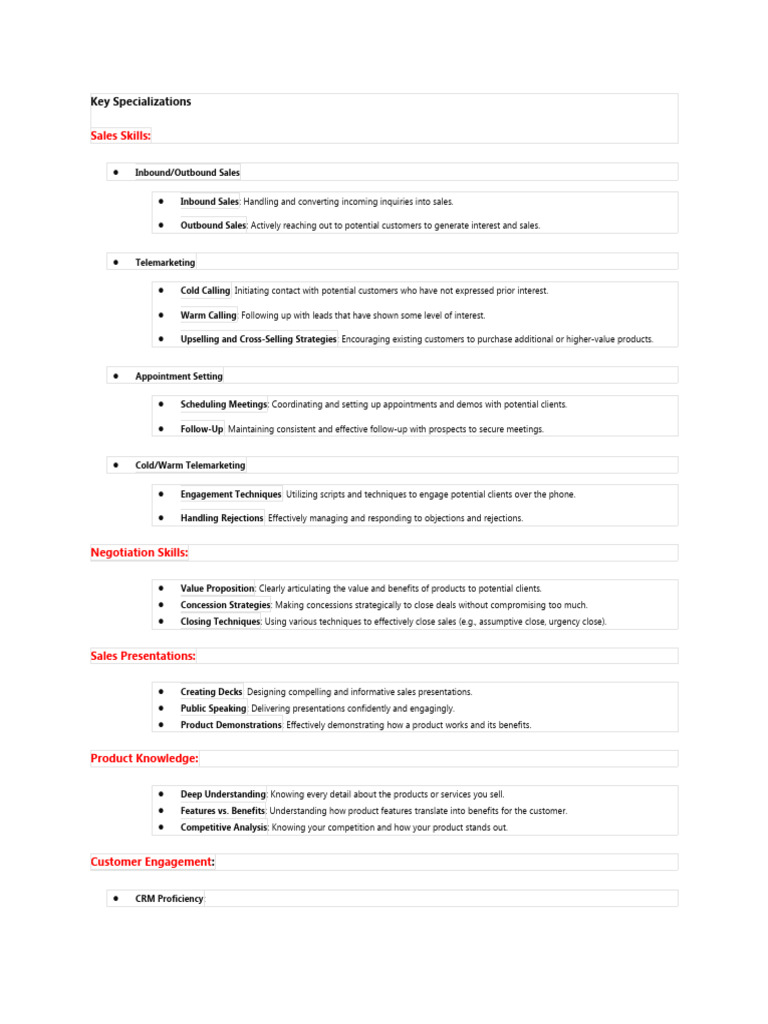 Key Specializations | PDF | Sales | Customer Relationship Management