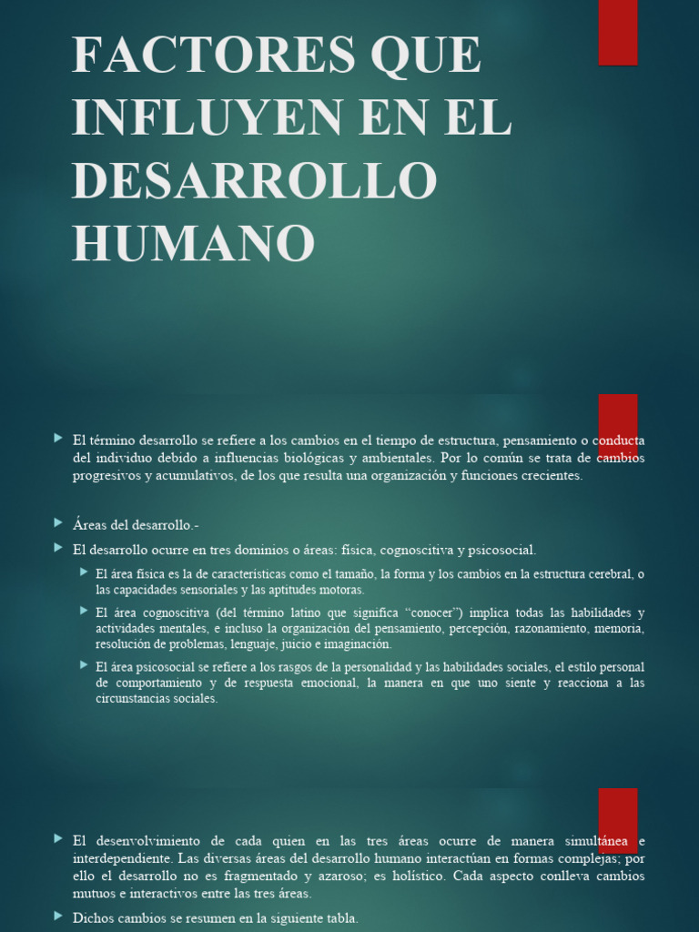 Factores Que Influyen en El Desarrollo Humano | PDF | Sicología ...