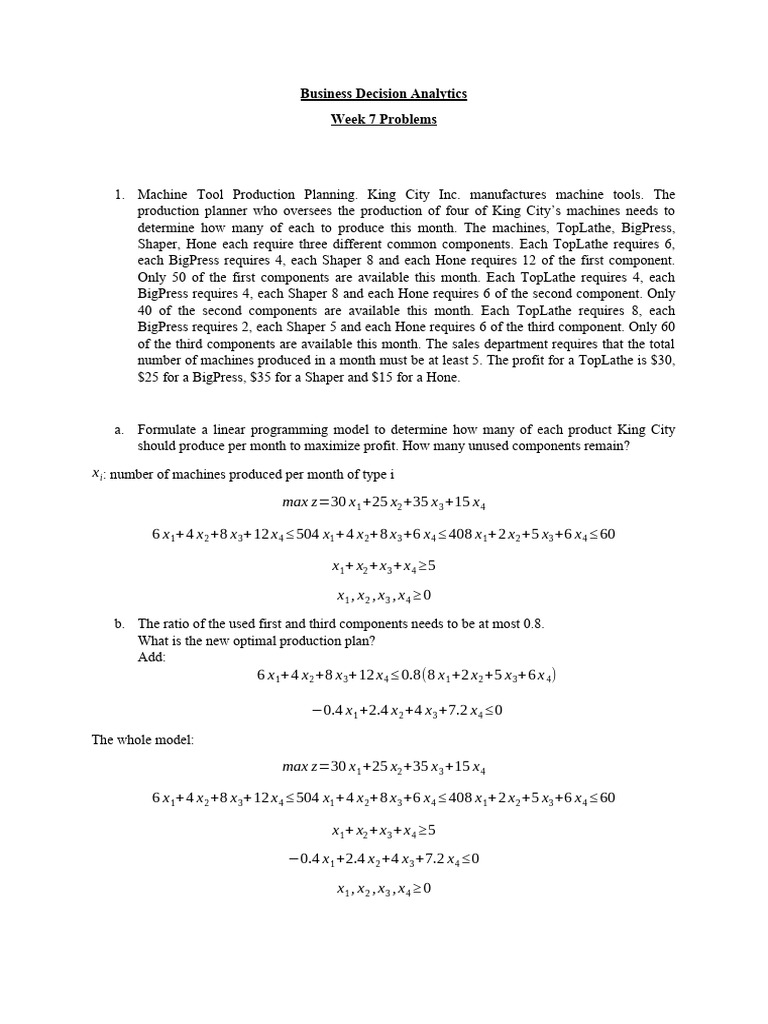 Week 7 Problems - Solution | PDF | Home & Garden