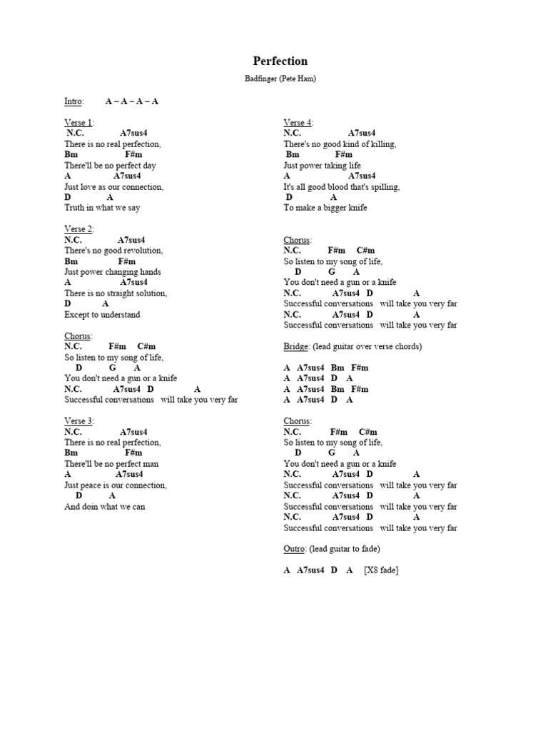 Perfection | PDF | Song Structure | Musical Compositions