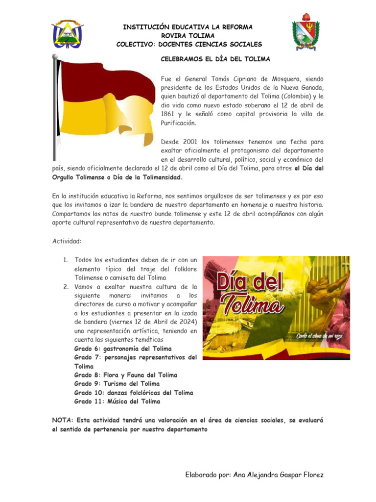 Celebración del Día del Tolima 2024 | PDF
