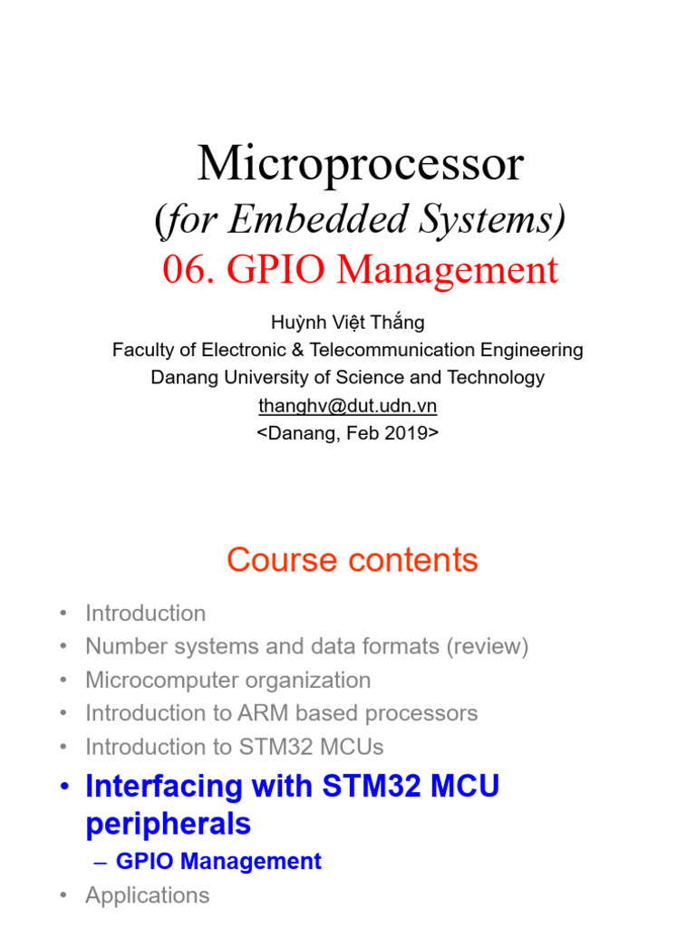 MicroprocessorHVT2019_Lec06_STM32_GPIO | PDF | Microcontroller | Input/Output